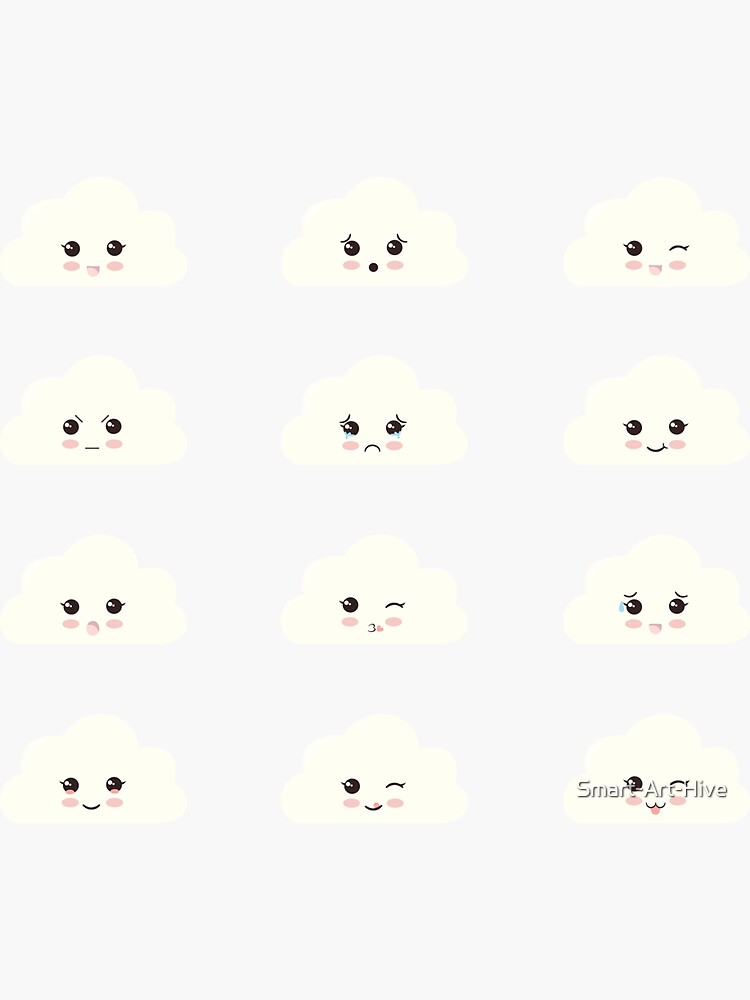 "Yellow Cloud emotion pack" Sticker for Sale by Smart-Art-Hive | Redbubble