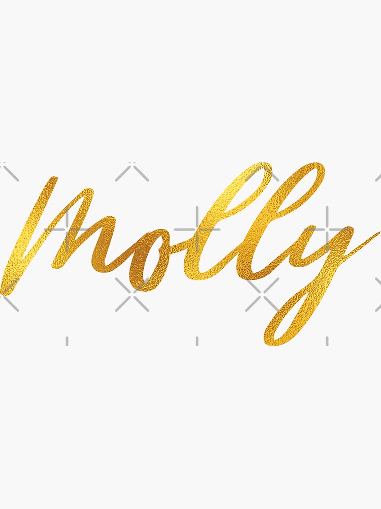 "Molly Name Hand Lettering in Faux Gold Letters" Sticker for Sale by ...