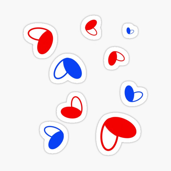 Pegatina «Lindo diseño gráfico de corazones rojos y azules» de ...