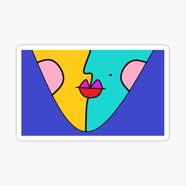 "Multi color blue gold half face" Sticker by HLGEM | Redbubble