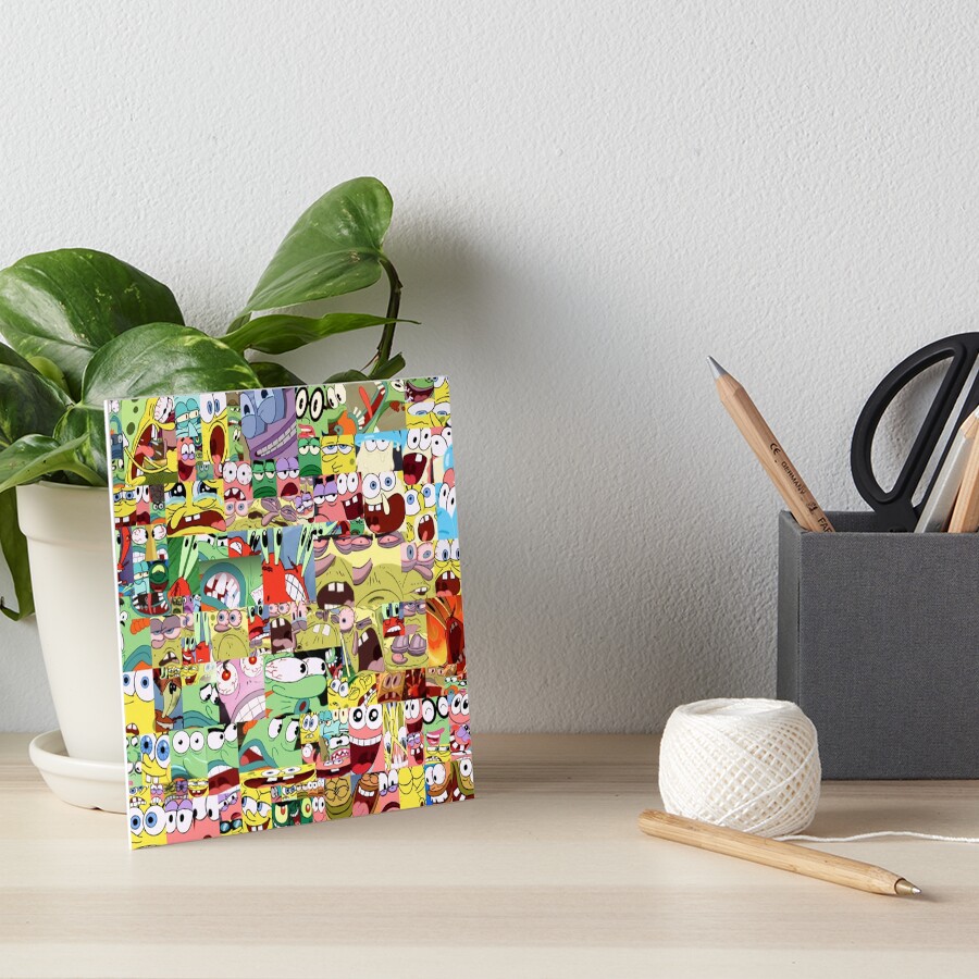"Spongebob Squarepants Movie Faces Collage Meme" Art Board Print by ...