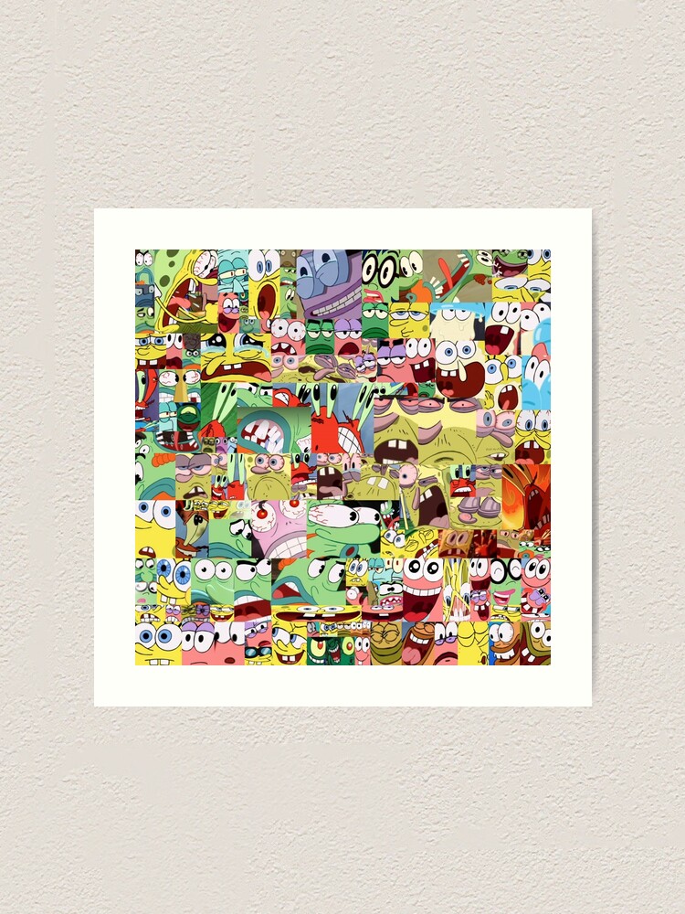 "Spongebob Squarepants Movie Faces Collage Meme" Art Print by ...