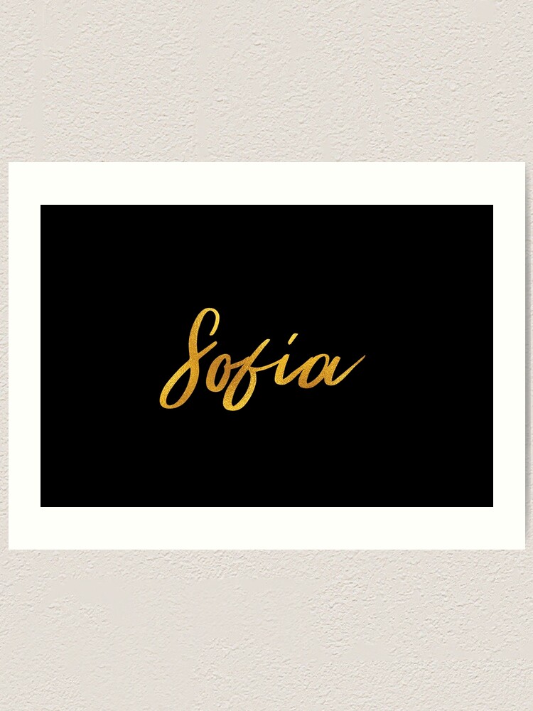 "Sofia Name Hand Lettering in Faux Gold Letters" Art Print by ...