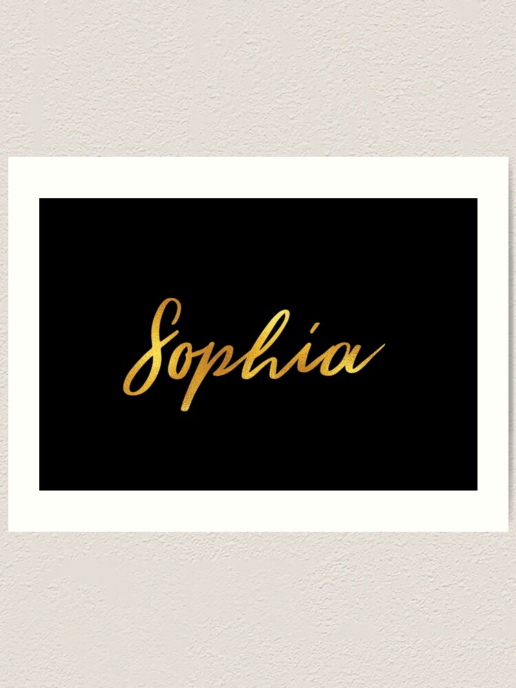 "Sophia Name Hand Lettering in Faux Gold Letters" Art Print by ...