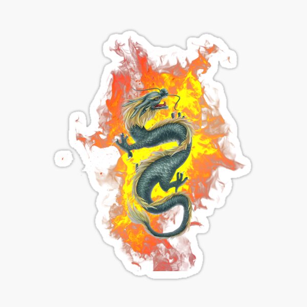 "great fire dragon shirt ,dragon'fire,bleu dragon" Sticker for Sale by ...