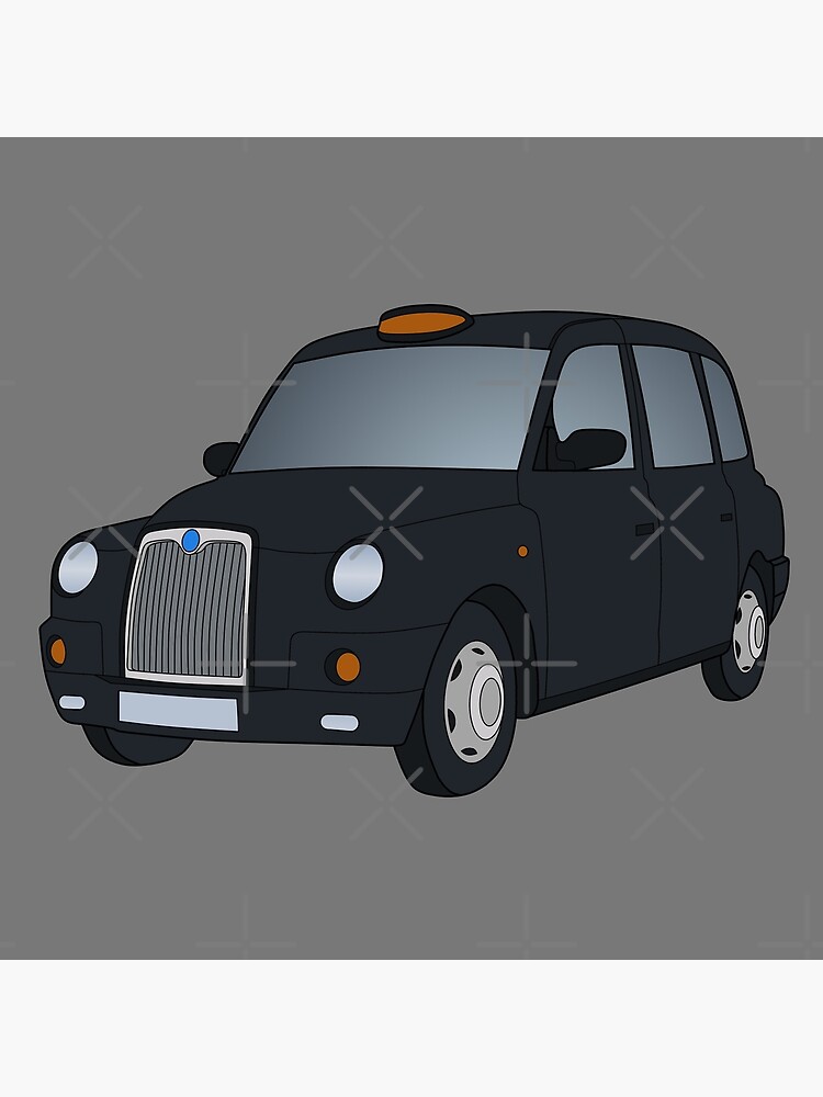 "UK Black Taxi Cartoon Art (Grey)" Poster for Sale by oojamaflip ...