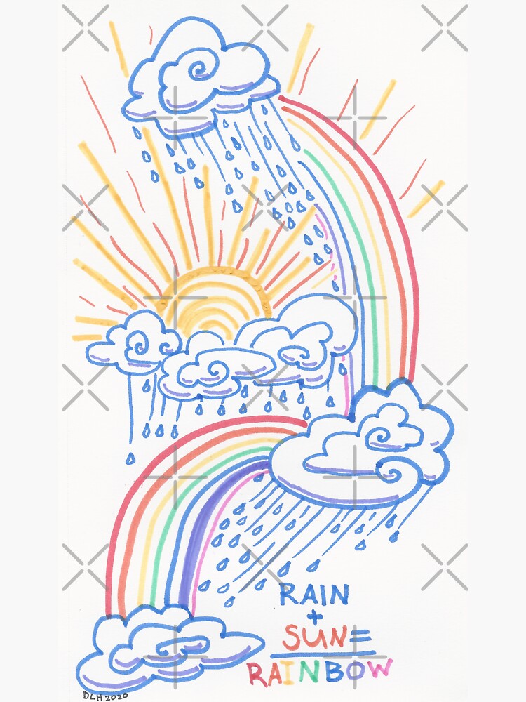 "RAIN+SUN=RAINBOW doodle by DLH" Sticker for Sale by LabyrinthsbyDLH ...