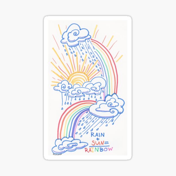 "RAIN+SUN=RAINBOW doodle by DLH" Sticker for Sale by LabyrinthsbyDLH ...