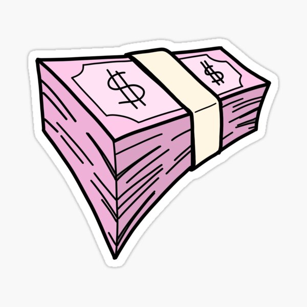 "Pink Money Stack" Sticker for Sale by Puffoo | Redbubble