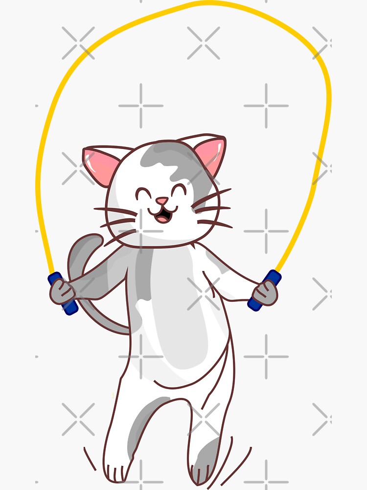 "Jump Rope cat" Sticker for Sale by mitalim | Redbubble