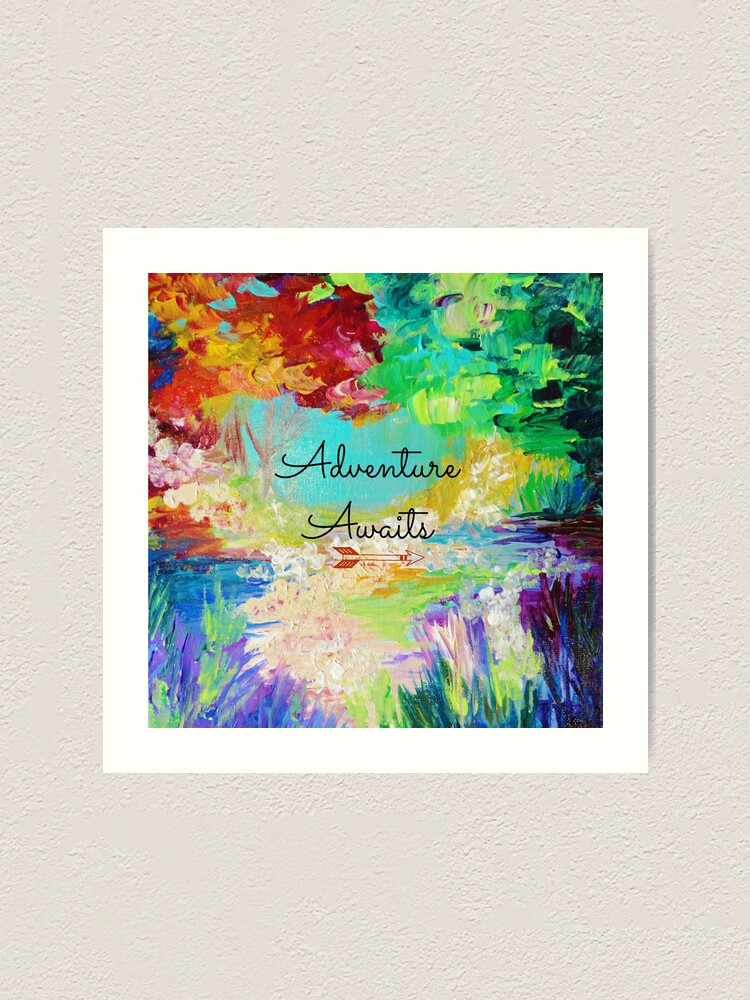 "ADVENTURE AWAITS Colorful Abstract Acrylic Nature Painting Hipster ...