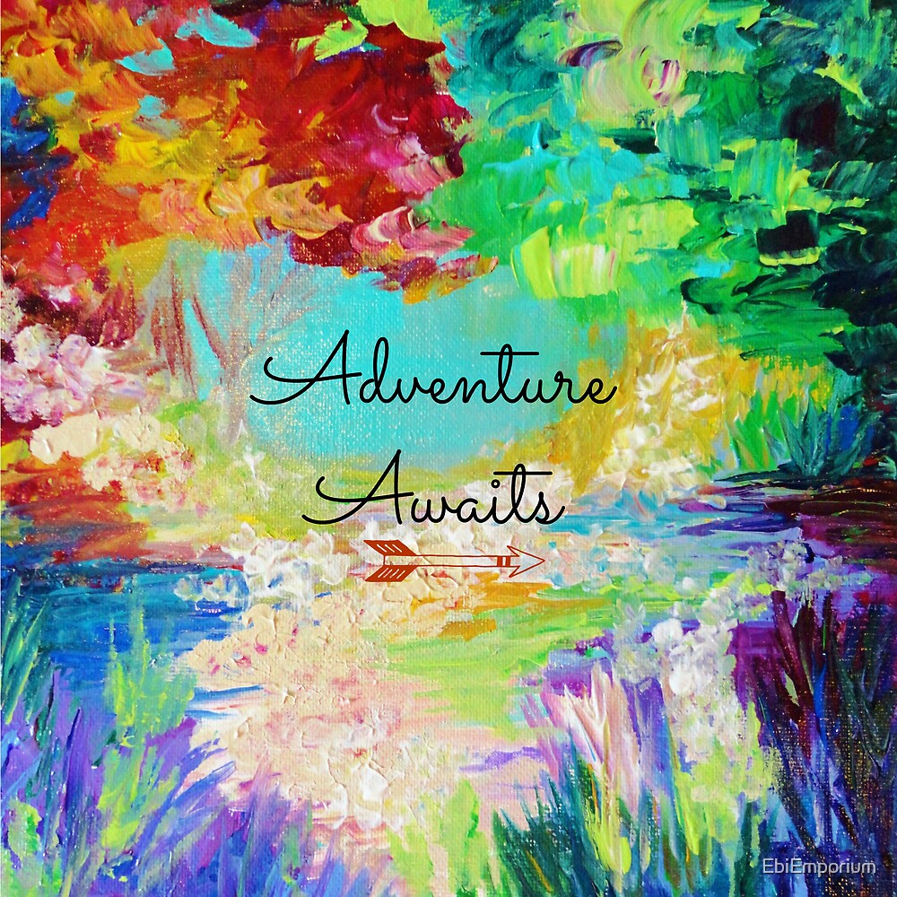 "ADVENTURE AWAITS Colorful Abstract Acrylic Nature Painting Hipster ...