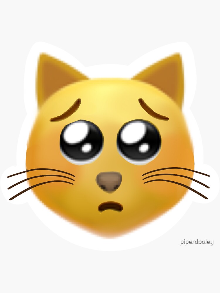 "Sad Blushing Cat Face" Sticker for Sale by piperdooley | Redbubble