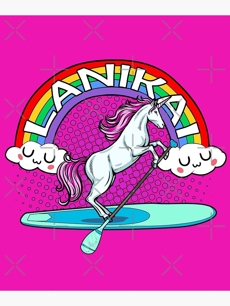 Póster «Lanikai Beach Hawaii Rainbow Unicorn Paddle Board uwu» de ...