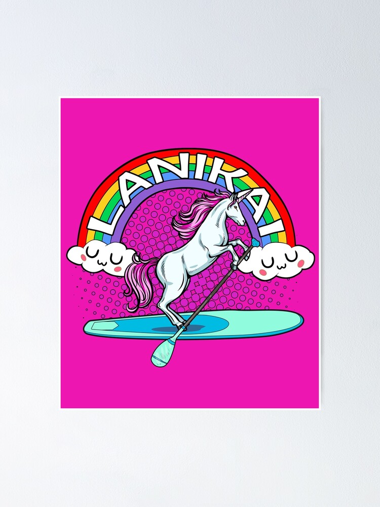 Póster «Lanikai Beach Hawaii Rainbow Unicorn Paddle Board uwu» de ...