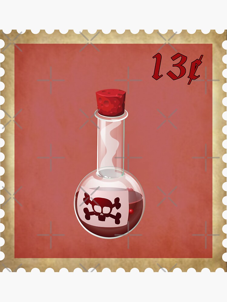 "Red Poison Bottle on Postage Stamp" Sticker for Sale by Darcy777 ...