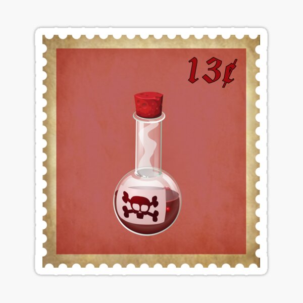 "Red Poison Bottle on Postage Stamp" Sticker for Sale by Darcy777 ...