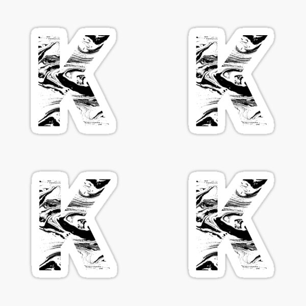 "Kappa, K - Black Marble English and Greek Alphabet Letter with Sticker ...