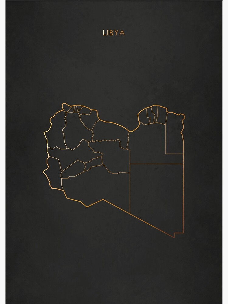 "Libya Gold Outline Map with State Boundaries" Poster by Travel2NZ ...