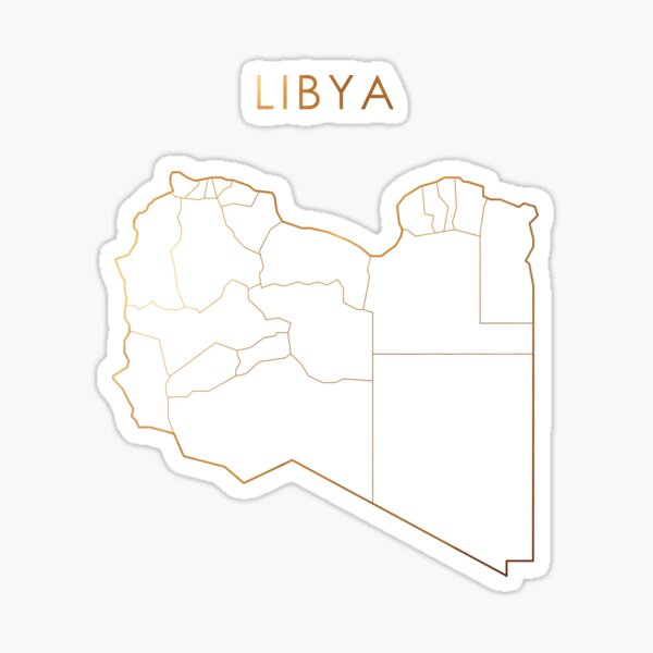 "Libya Gold Outline Map with State Boundaries" Sticker by Travel2NZ ...