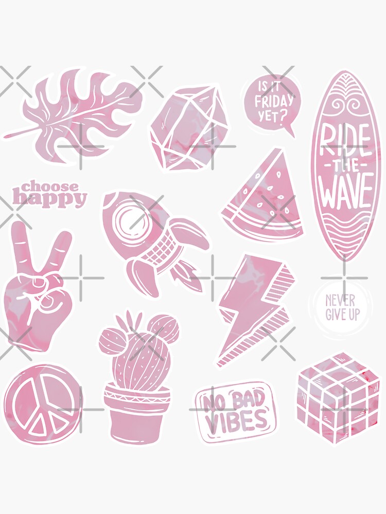 "Pink VSCO Girl sticker set, summer stickers, laptop stickers " Sticker ...