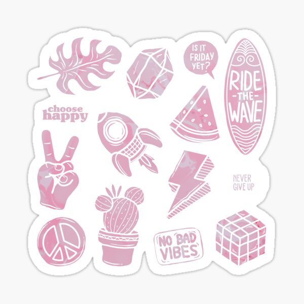 "Pink VSCO Girl sticker set, summer stickers, laptop stickers " Sticker ...