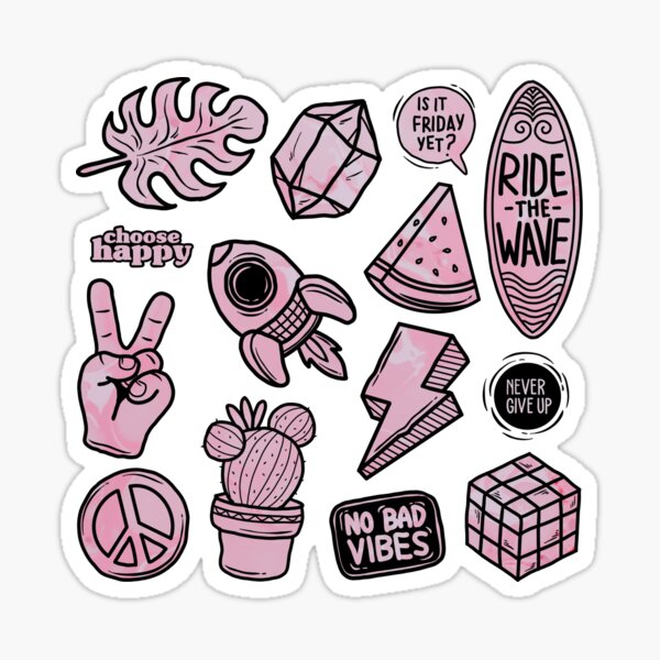" Pink VSCO Girl sticker set, summer stickers, laptop stickers ...
