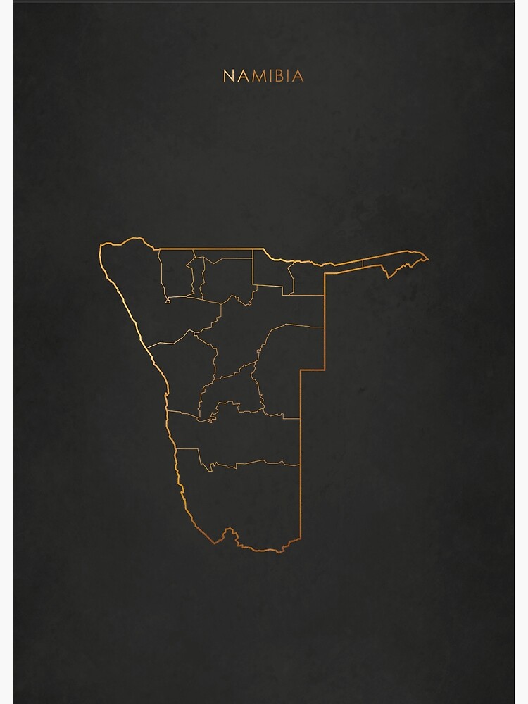 "Namibia Gold Outline Map with State Boundaries" Poster for Sale by ...