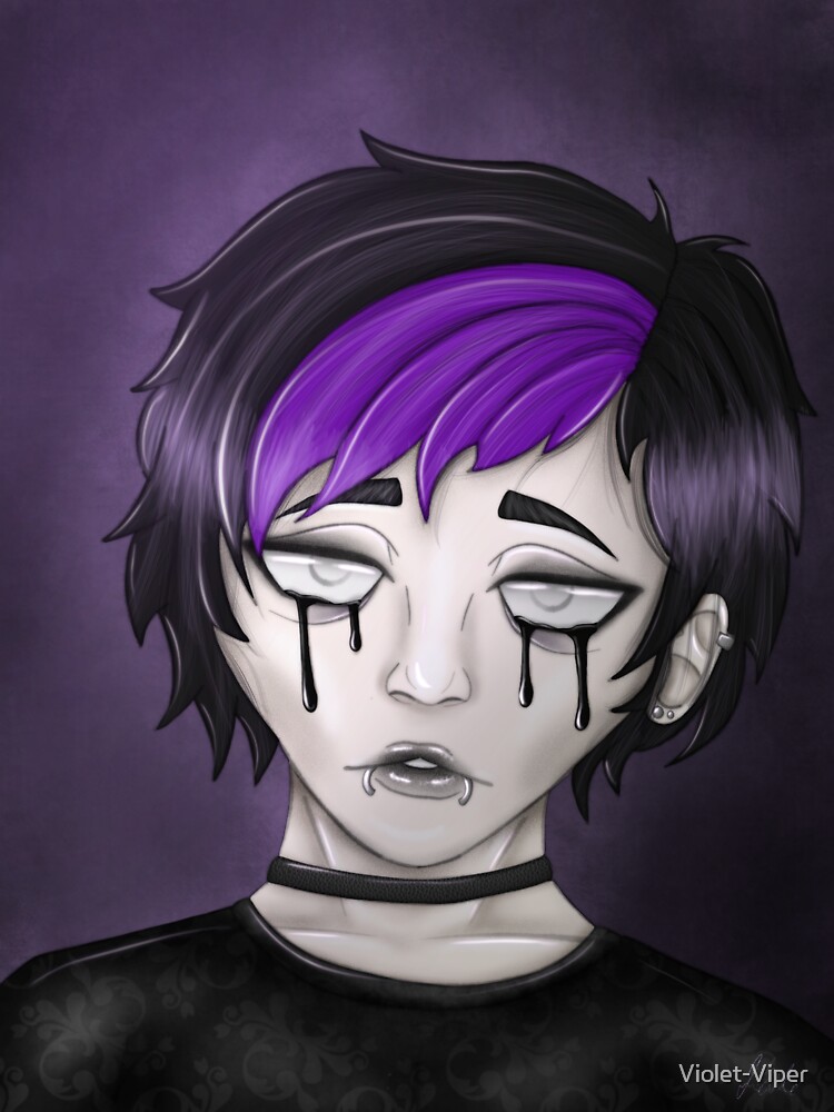 "Sad Emo Boy" Sticker for Sale by Violet-Viper | Redbubble