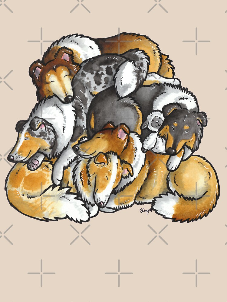 "Rough Collie - sleeping pile cartoon" T-shirt for Sale by ...