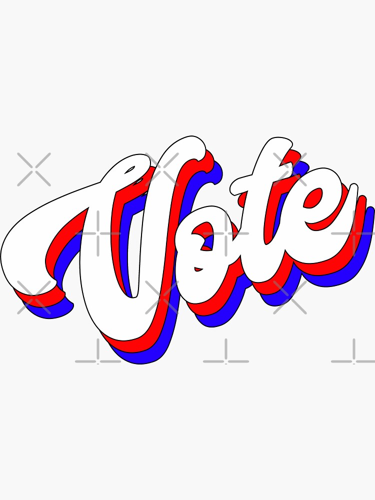 "VOTE - Red, White and Blue Sorority Style Cursive" Sticker for Sale by ...