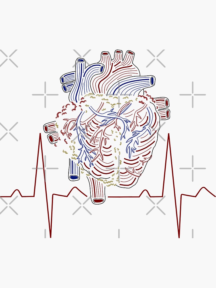 "Cardiac Rhythm" Sticker for Sale by and-a-rose | Redbubble