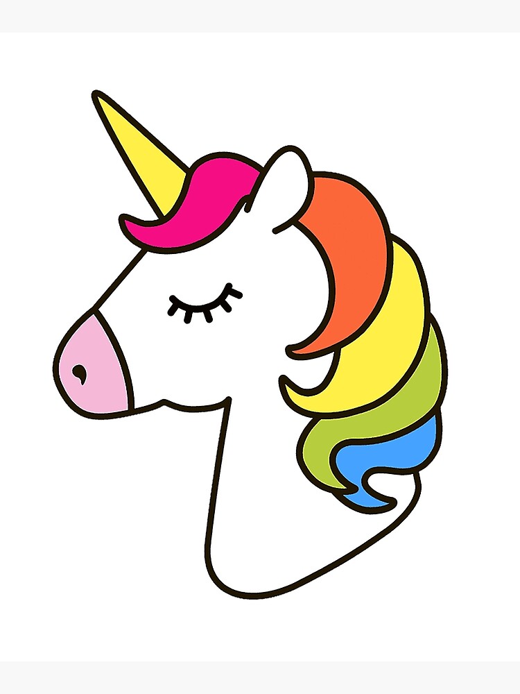 "unicorn head cartoon fictional character" Mounted Print for Sale by ...