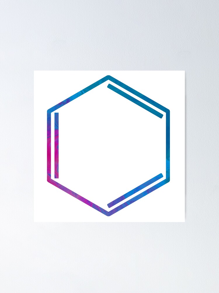 "Hexagonal Benzene Ring Blue and Pink" Poster by labstud | Redbubble