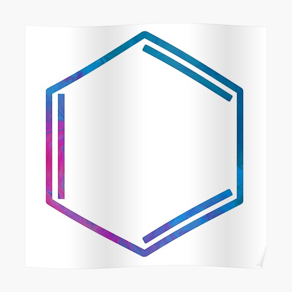 "Hexagonal Benzene Ring Blue and Pink" Poster by labstud | Redbubble