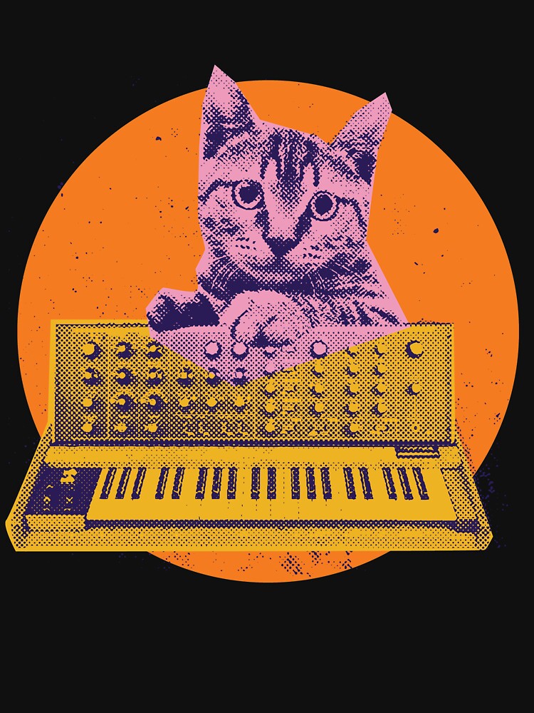 "Cat Synthesizer Cat Retro Analog Synth Vintage Studio Gear" T-shirt by ...