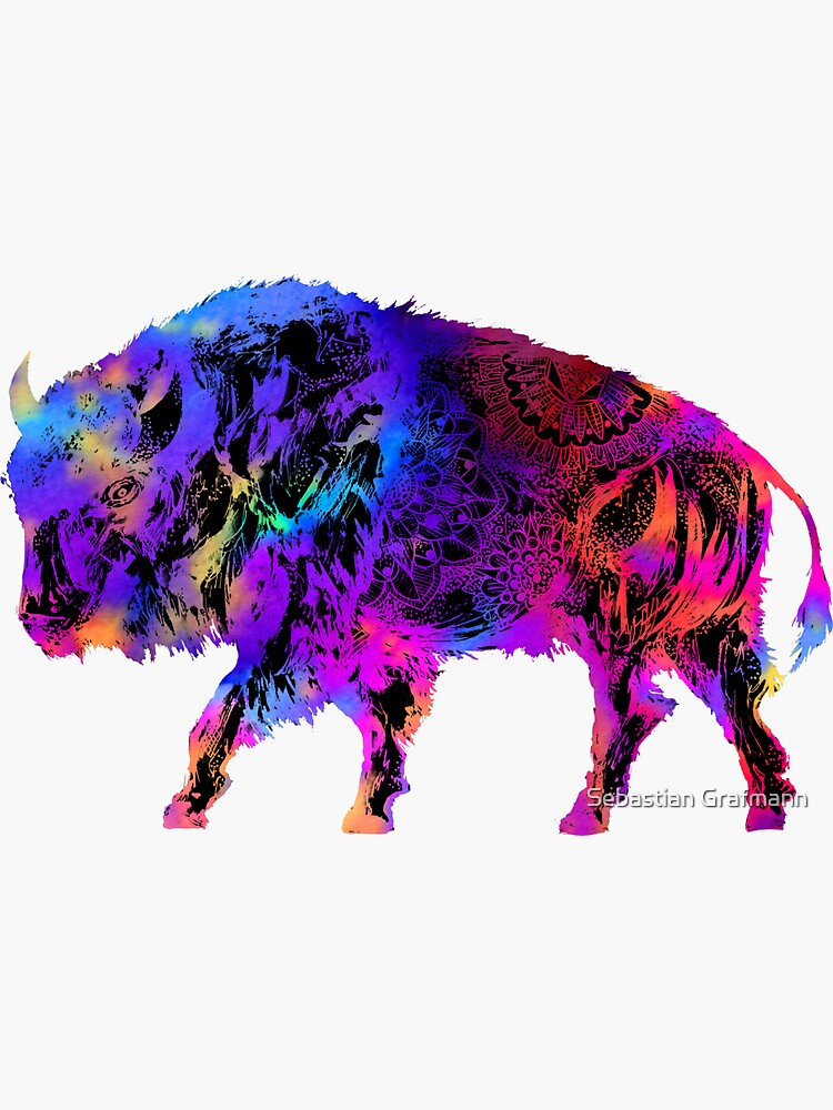 "Rainbow Buffalo" Sticker for Sale by Zeichenbloq | Redbubble