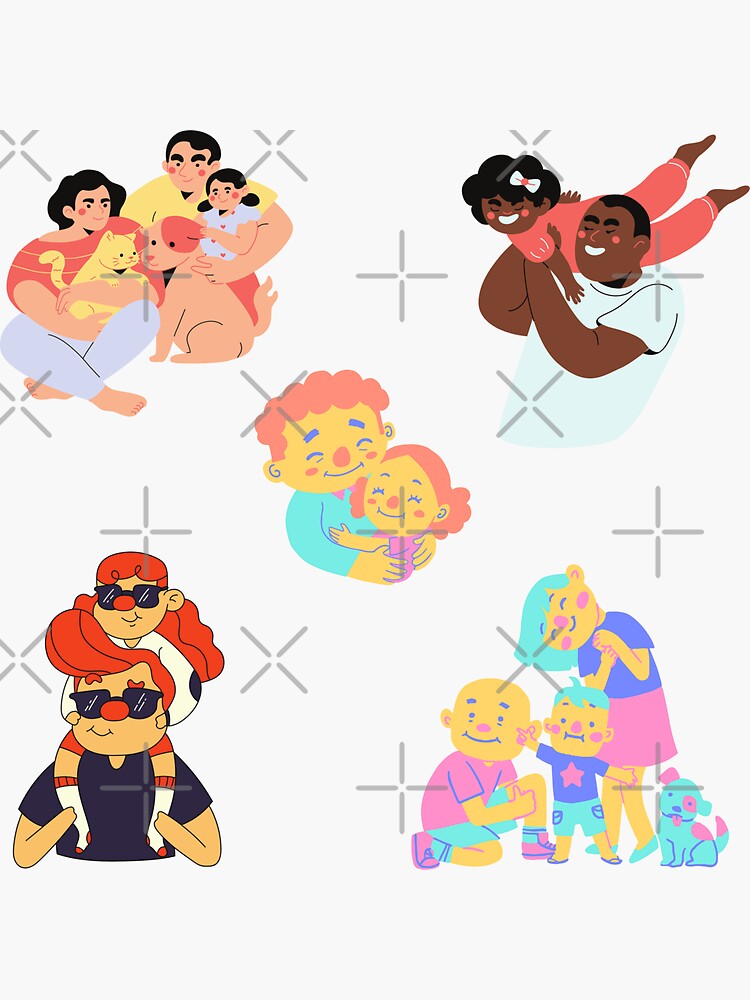 "Happy Family Cartoon icon Sticker Pack/Set" Sticker for Sale by ...
