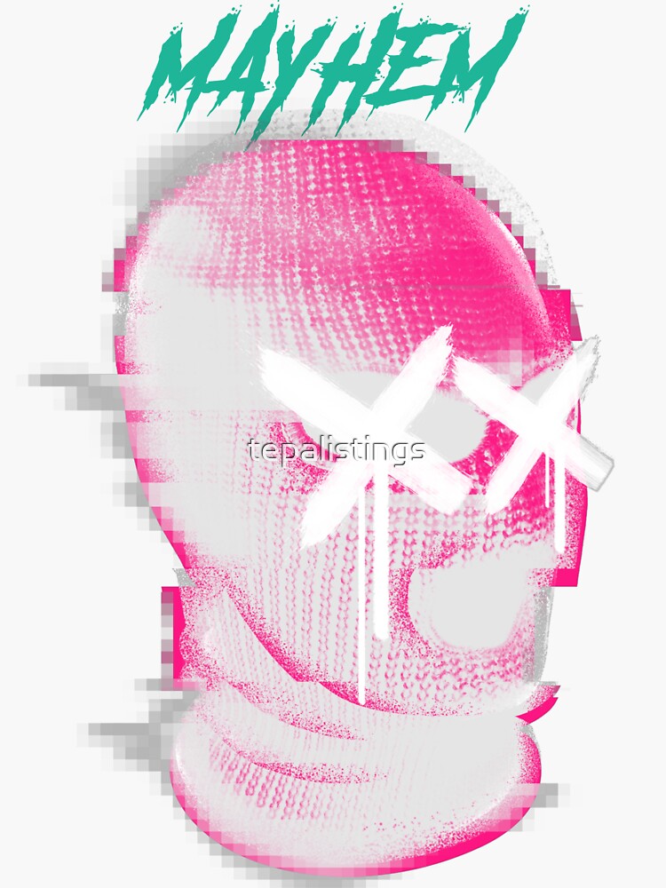 "Hot Pink Mayhem Masked Skull" Sticker by tepalistings | Redbubble