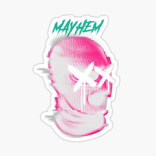 "Hot Pink Mayhem Masked Skull" Sticker by tepalistings | Redbubble