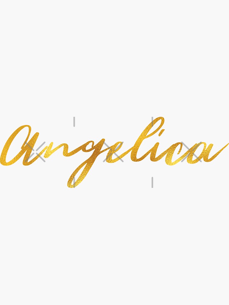 "Angelica Name Hand Lettering in Faux Gold Letters" Sticker for Sale by ...