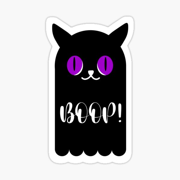 "Cute Ghost Cat Boop you on Halloween black" Sticker for Sale by ...