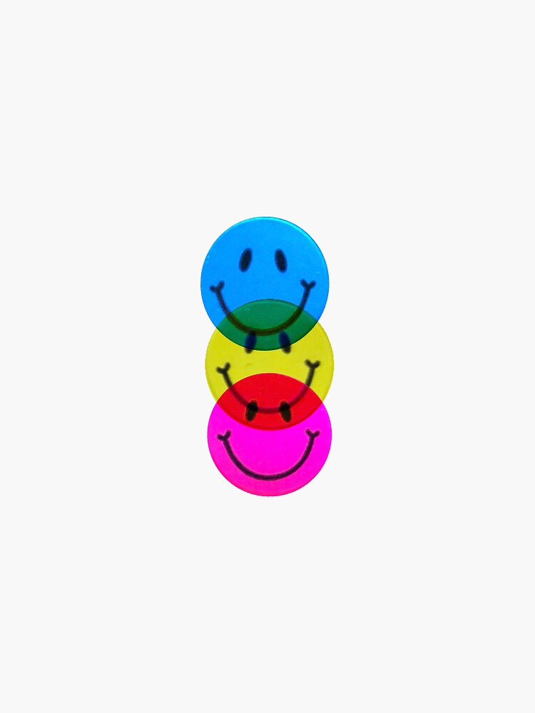 "primary colors smiley face" Sticker for Sale by amerevie | Redbubble