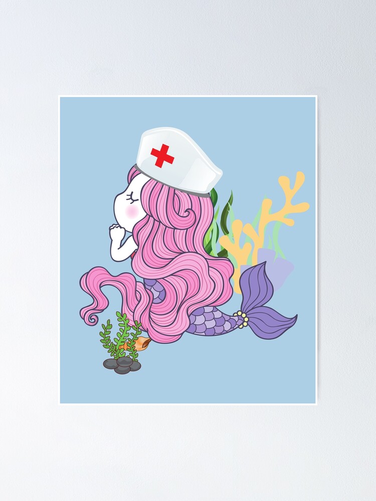 "This Cute Mermaid Nurse Design" Poster for Sale by Breechcloth | Redbubble