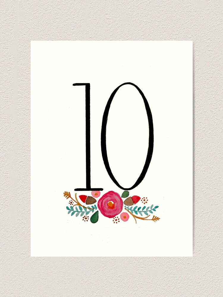 "Number 10 - Ink & Watercolour Flowers" Art Print by BbArtworx | Redbubble