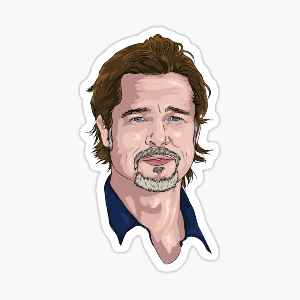 "Brad Pitt - Celebrities - Artwork Illustration" Sticker for Sale by ...