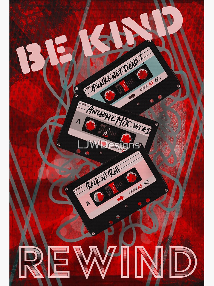 "Red Be Kind Rewind Oldschool Cassette. Retro Design" Sticker for Sale ...