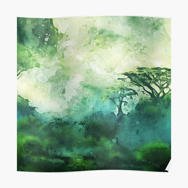 "green forest_watercolor painting" Poster for Sale by Ashokanim111 ...