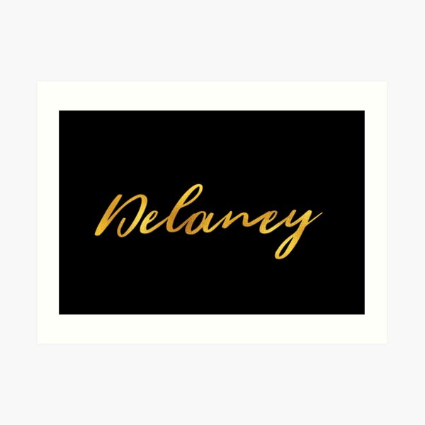 "Delaney Name Hand Lettering in Faux Gold Letters" Art Print by ...