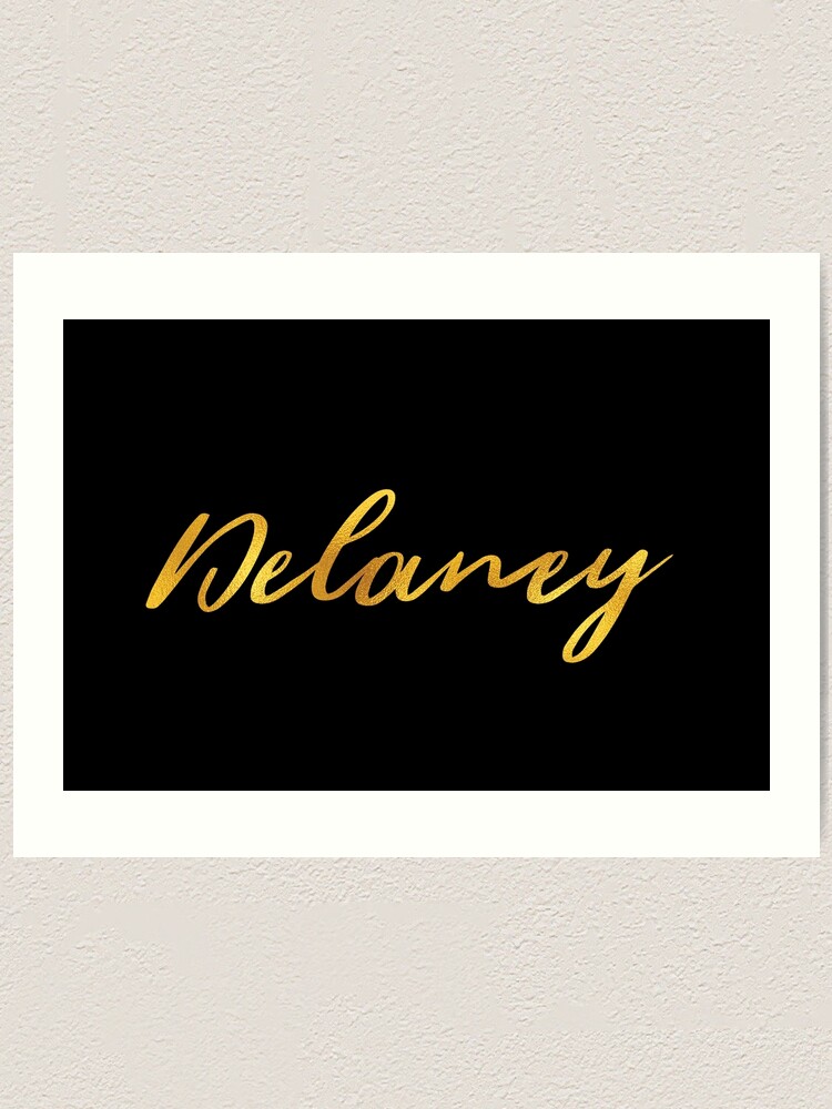 "Delaney Name Hand Lettering in Faux Gold Letters" Art Print by ...